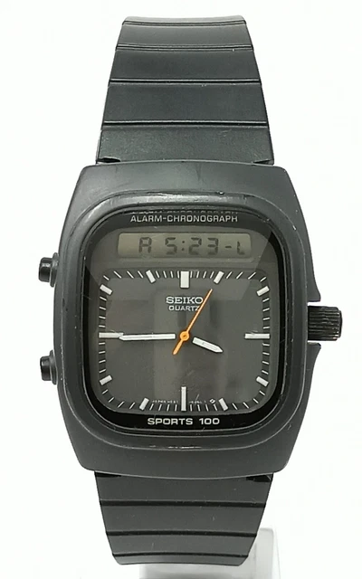 OROLOGIO SEIKO H557-535A vintage ana digi watch rare clock seiko montre ...