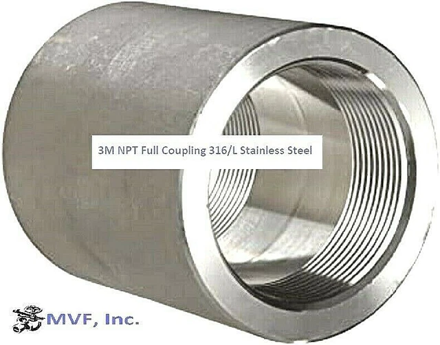 1/2& 3000 (3M) Female (NPT) Full Coupling 316 Stainless Steel ...