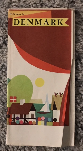 MEET US IN Denmark Map Brochure Guide 1965 $4.99 - PicClick