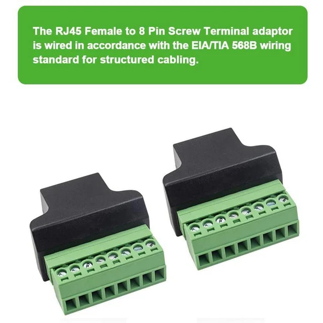 RJ45 FEMALE/MALE TO 8 Pin Screw Terminal Adaptor For CCTV Digital DVR ...