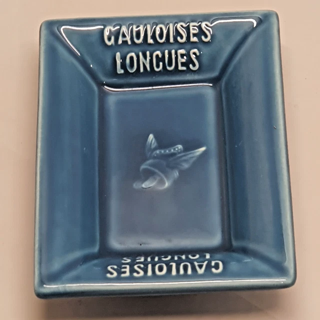 ANCIEN CENDRIER PUBLICITAIRE Gauloises Longues rectangle Bleu Gien ...