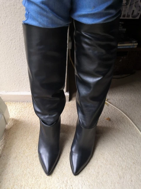 MODA IN PELLE black leather boots size 6 £26.68 - PicClick UK