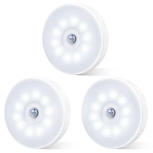 3 PACK MOTION Sensor Lights Indoor,Battery Powered Rechargeable LED ...