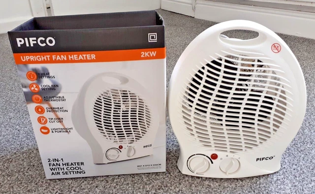 PIFCO 2KW THERMOSTAT Upright Fan Heater 2-In-1 with Cool Air Setting £ ...