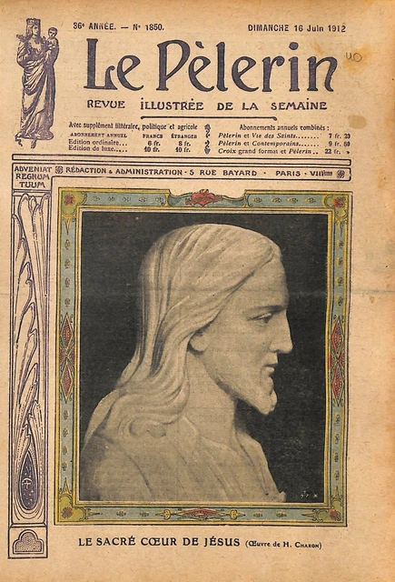 SACRED HEART OF Jesus Christ Work of Charon France 1912 ILLUSTRATION £9 ...
