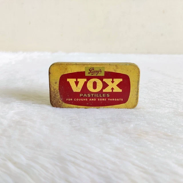 VINTAGE PARRYS VOX Pastilles Pour Toux Et Maux Throats Publicité Boite ...