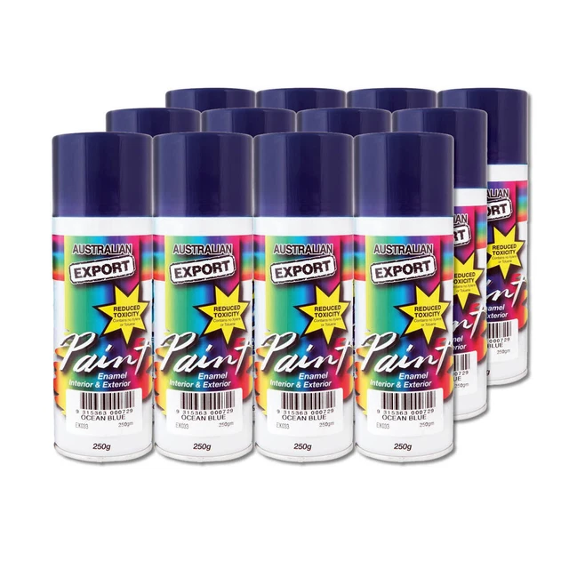 AUSTRALIAN EXPORT 12PK 250gm Aerosol Spray Paint Cans [Colour: Blue ...