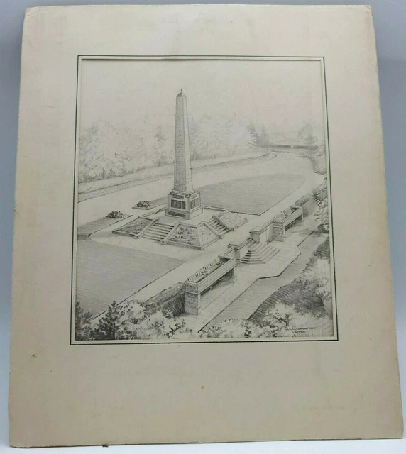 1960S ART PRINT of Scarborough War memorial Drawing by Williamsen 1950 ...
