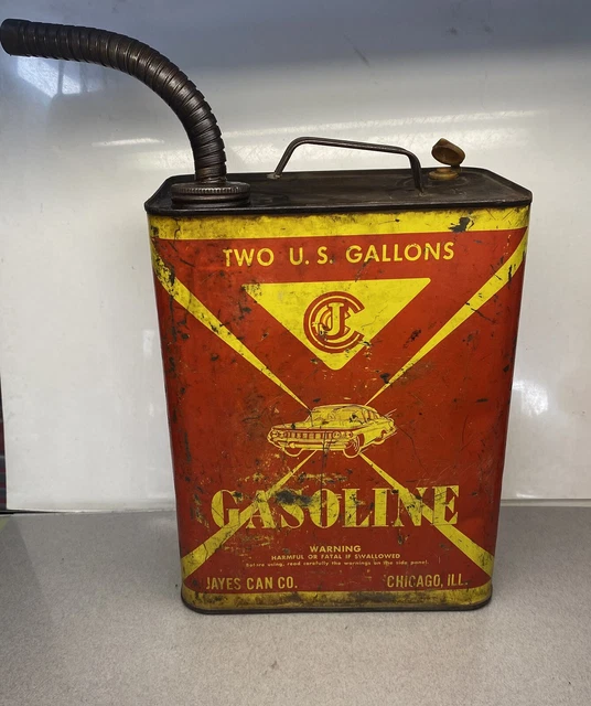 VINTAGE 1960'S TWO gallon metal Jayes Gasoline gas can Empty £32.81 ...