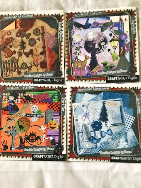 BUNDLE 4 Themed Craft Artist Digikit CD-Roms Designs by Karen Serif Lot ...