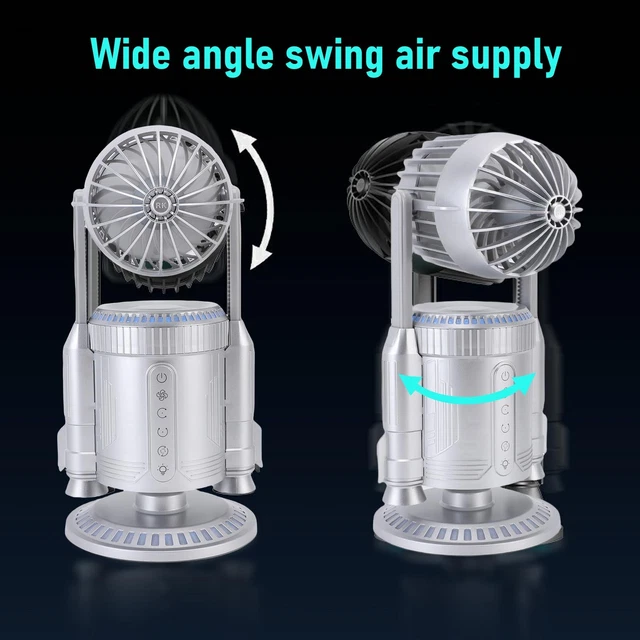 MIST SPRAY DESK Fan Small Quiet 5000RPM Turbine Cooling 12 Hour Runtime ...
