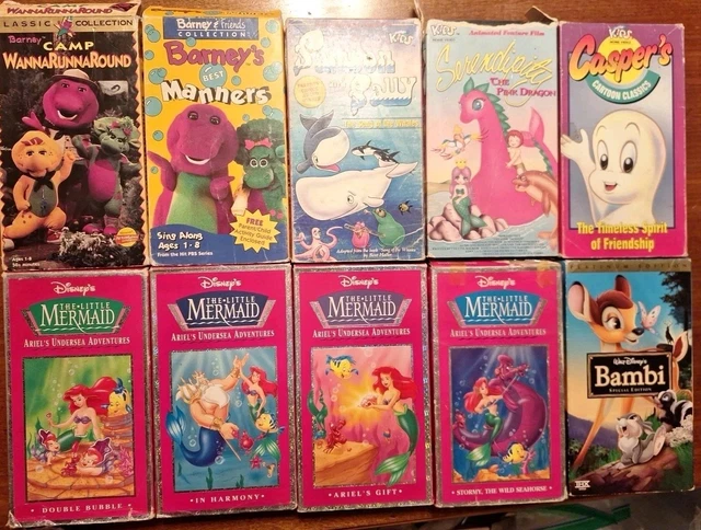 10 VHS VNTG Kids Bundle Disney Barney Just For Kids Toddler Mermaid ...