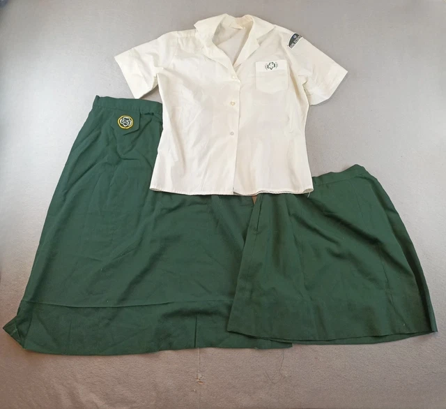 Vintage 1955 Official Girl Scout Uniform Cadette Shirt Short And Long 0462