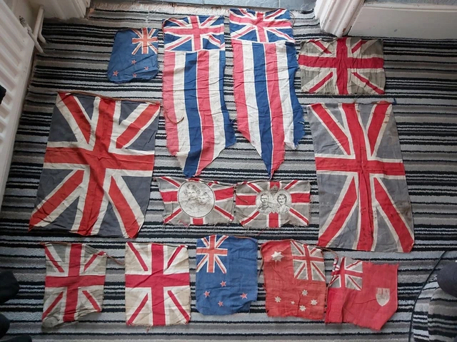 KING GEORGE VI Coronation Union Jack Flags Bunting Vintage 1930s Empire ...