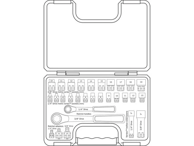 HALFORDS ADVANCED 30 Piece Metric Vortex Socket Set 1/4" 3/8" Free UK ...