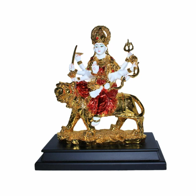 GÖTTIN MAA DURGA Devil Sherawali Mata Idol Figur Statue Skulptur 27.9cm ...