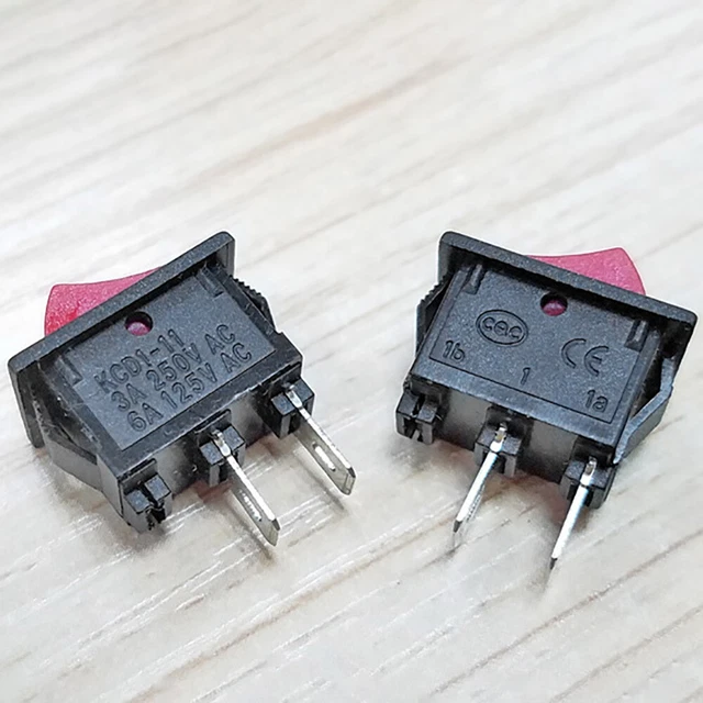 KCD1-11 10X15MM MINI rojo 2pin basculante interruptor encendido-apagado ...