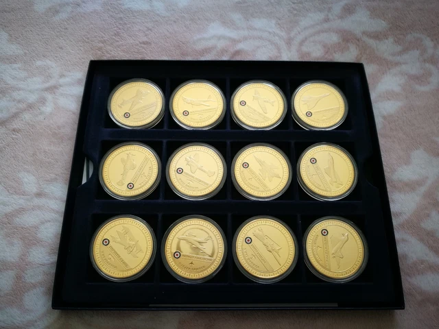RAF COLLECTION GOLD-PLATED Commemorative - 17 medals *in a collection ...