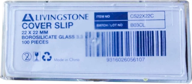 MICROSCOPE COVER SLIP 22 X 22Mm No. 1 Thickness Borosilicate 3.3 Glass ...