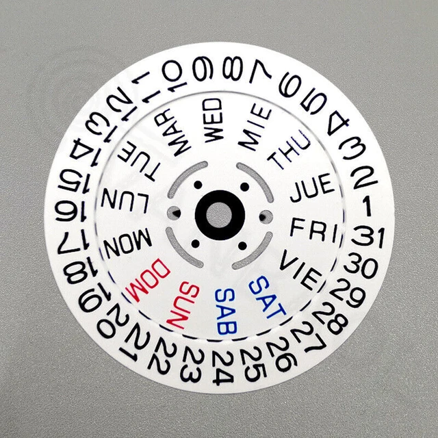 JAPAN MADE ENGLISH Font White Date Disk Wheel Week Wheel for Movement ...