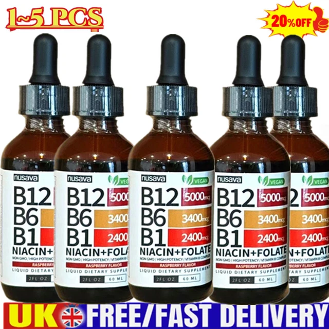 VITAMIN B12 AND B6 Liquid Drops, B12 Sublingual B Complex -B12 5000mcg ...
