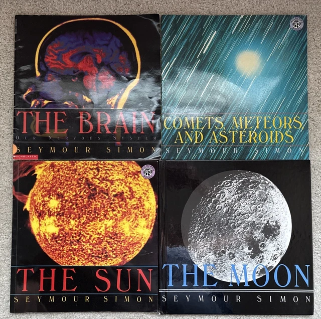 LOT 4 SEYMOUR SIMON Books Sun Moon Comets Meteors Brain Homeschool ...