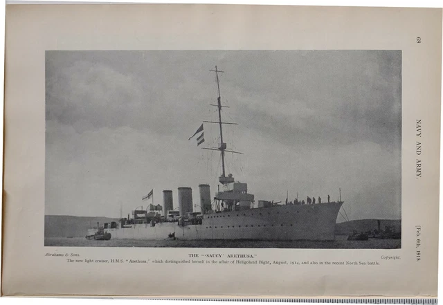 1915 WW1 PRINT Hms Arethusa Light Cruiser EUR 79,80 - PicClick FR