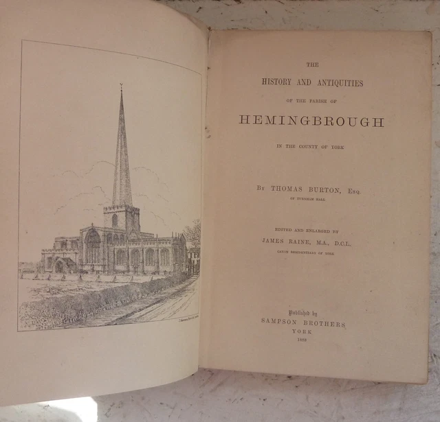 VINTAGE BOOK 1888 The History and Antiquities Hemingbrough Yorkshire ...