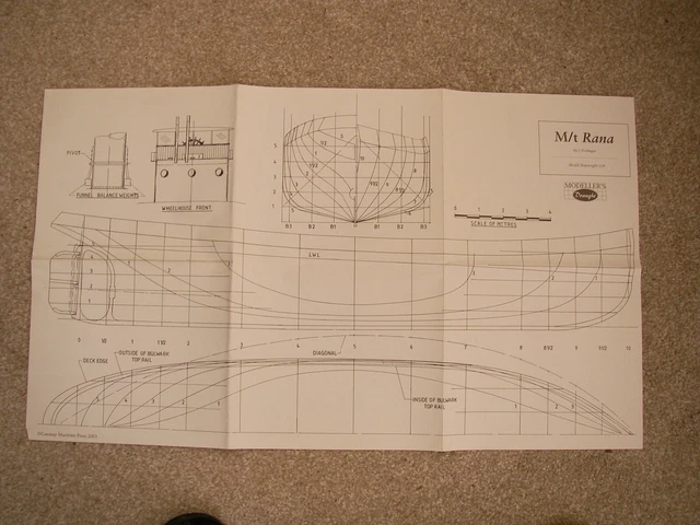 MODELLERS DRAUGHT PLANS of MT Rana a scale motor tug model LOA 25" Beam ...