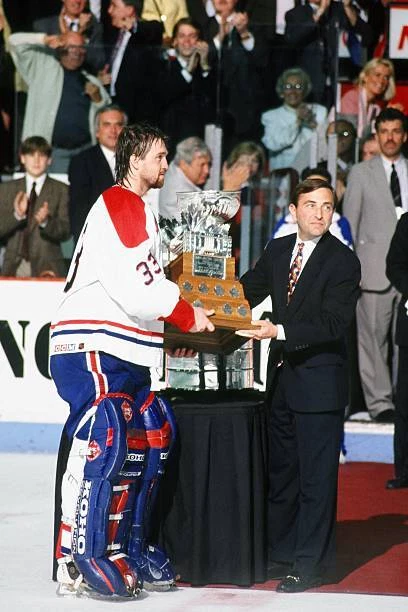 PATRICK ROY MONTREAL Canadiens accepts Conn Smythe troph- Ice Hockey ...