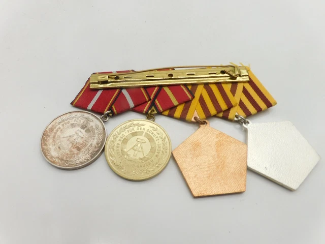 DDR NVA - MFS 4 er Ordensspange Kampforden Bronze u. Silber + VM Gold ...
