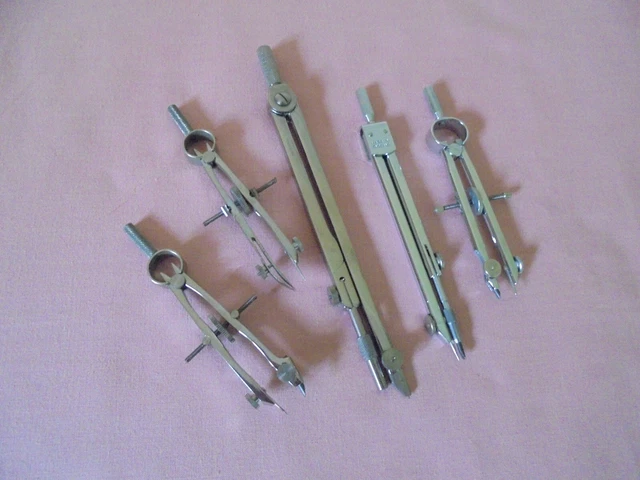 5 VARIOUS TECHNICAL Drawing Tools / Compass/ Callipers - Thornton Etc ...