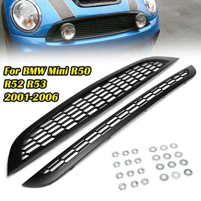 PAIR FOR MINI One & Cooper R50 R52 R53 01-06 ABS Front Grille Kit Gloss ...