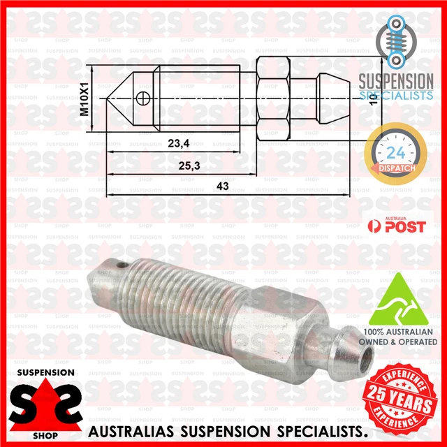 BLEEDER SCREW/VALVE, BRAKE Caliper Suit TOYOTA Hilux 2.0 (YN57, YN60 ...