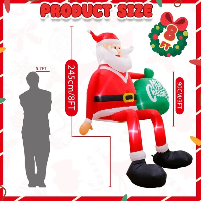 CHRISTMAS INFLATABLE CLIMBING Santa Claus With Led Outdoor Decor For ...
