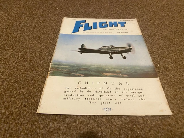 (AC21) FLIGHT MAGAZINE Cover Page 11X8" De Havilland Chipmunk £2.99 ...