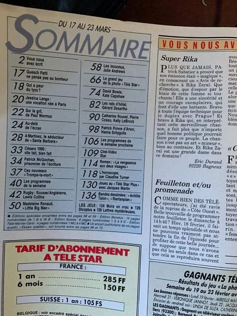 TELE STAR N°702 du 12/03/1990; Cruz et Eden dans Santa Barbara EUR 7,00 ...