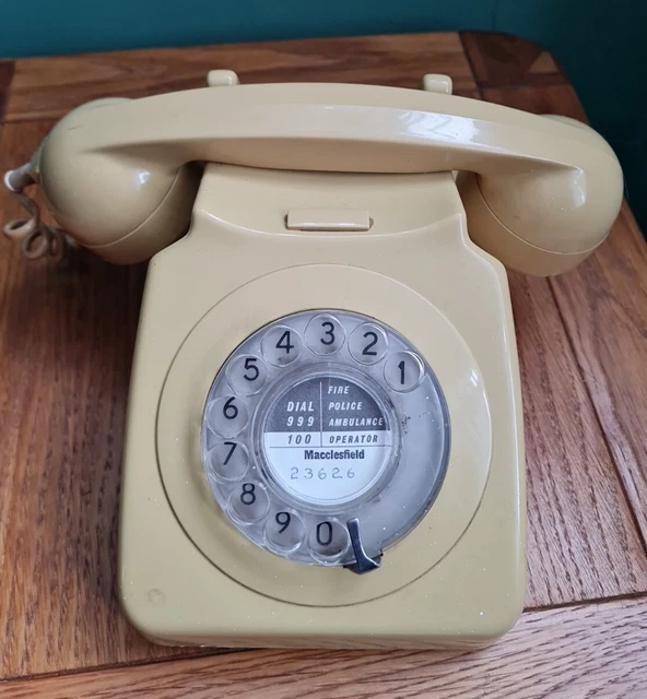 ORIGINAL VINTAGE BT GPO Rotary Dial Telephone Mustard Yellow 746 £19.99 ...