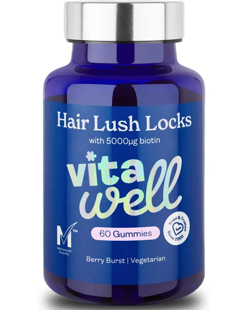 VITAWELL HAIR LUSH Locks Gummies - Growth + Skin + 60 count (Pack of 1 ...