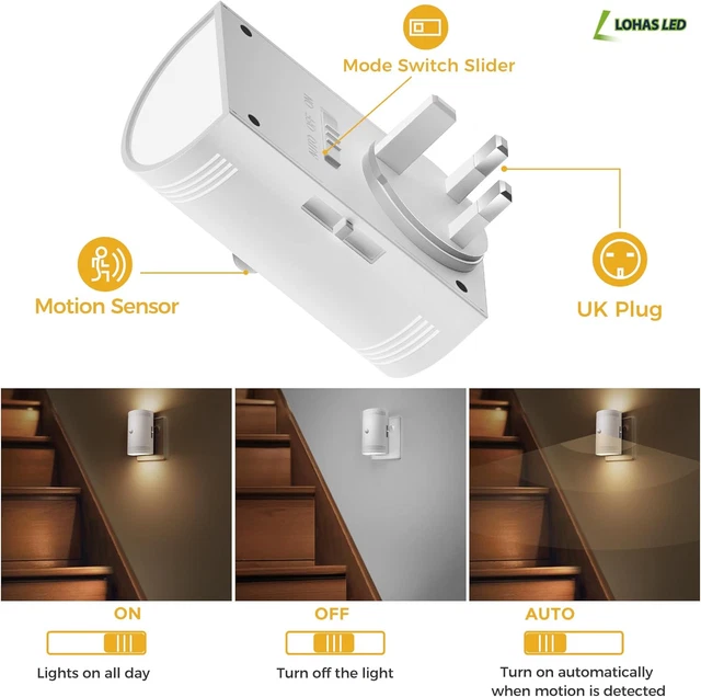 NIGHT LIGHT, MOTION Sensor Night Light Plug in Wall, Motion Activated ...