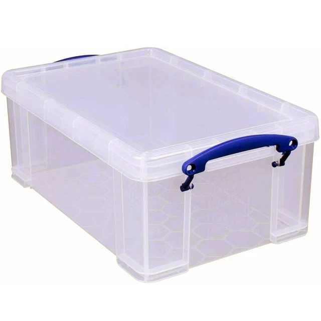 REALLY USEFUL STACKABLE 9 Litre A4 Sizes Office, Home Storage Boxes Clear Lidded £21.95 ...