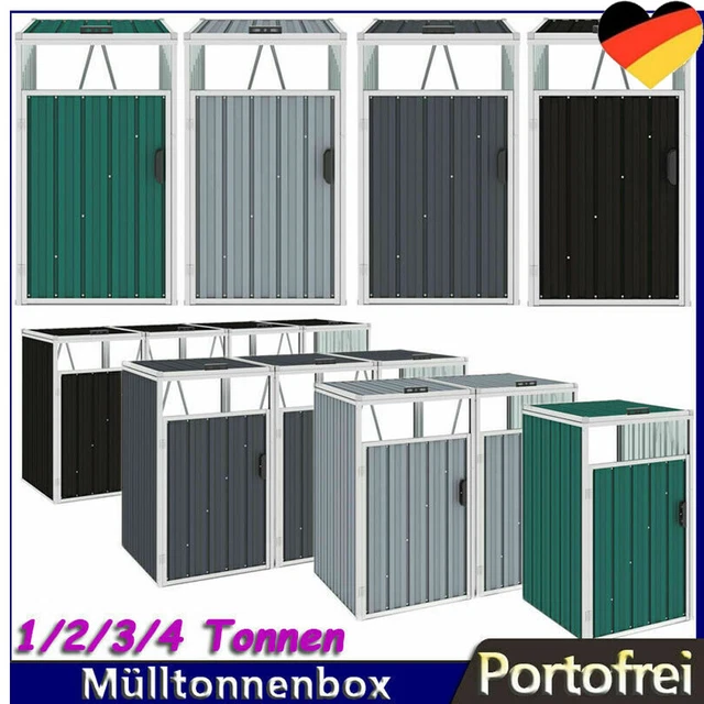 MÜLLTONNENBOX MÜLLTONNENVERKLEIDUNG MÜLLBOX 1/2/3/4er Mülltonnen ...