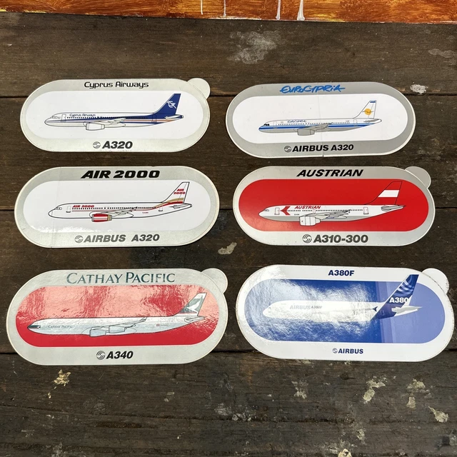 ASSORTED AIRLINES DECALS X 6 Airbus Cathy Pacific Austrian Lot 1 $20.00 ...