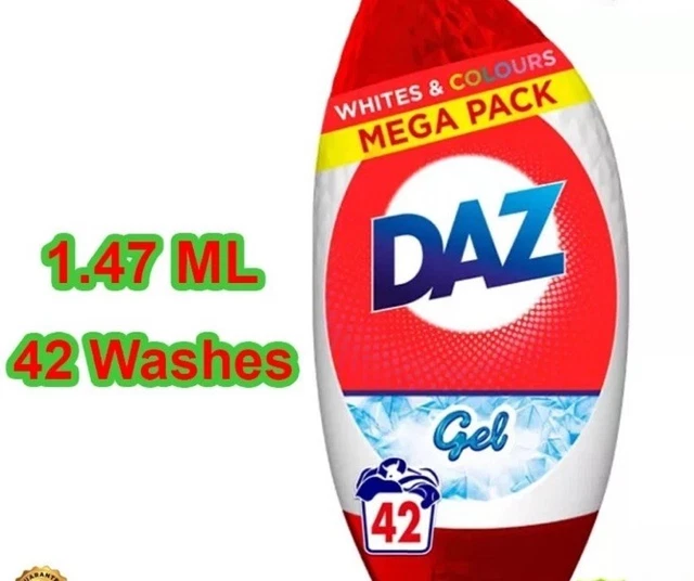 2 BOTTLES - Daz Liquid Laundry Detergent Gel 1.47L 42 Washes - Whites ...