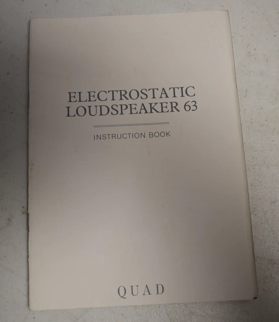 ORIGINAL QUAD ELECTROSTATIC Loudspeaker 63 Instruction Manual £19.69 ...