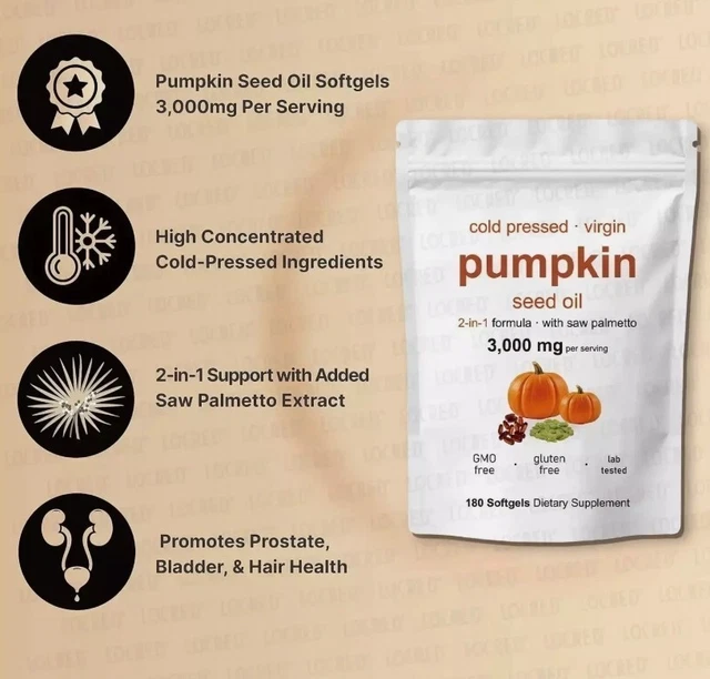 60/180/300 SOFTGELS PUMPKIN Seed Oil 3000 mg Saw Palmetto - Herbal ...