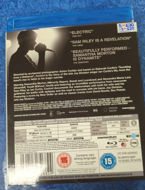CONTROL BLU-RAY IAN Curtis Anton Corbijn Sam Riley Slipcover Joy ...