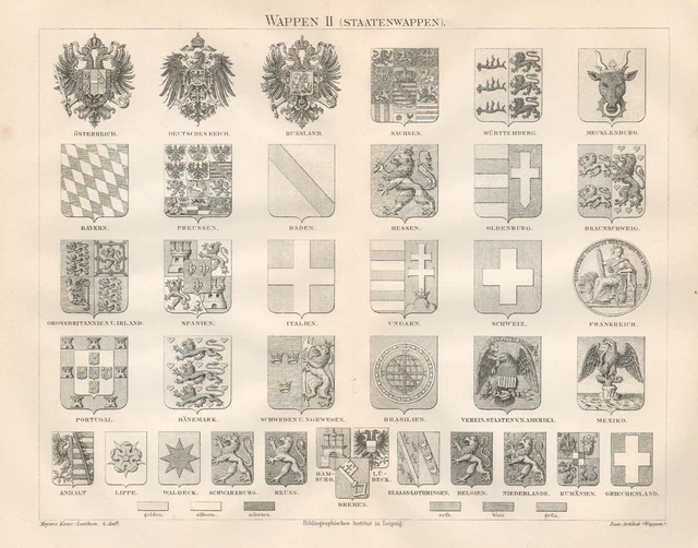 B6536 CERTAINS ARMOIRIES Nationales - Gravure Antique 1890 - Engraving ...