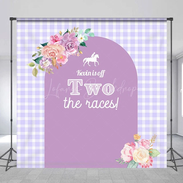 PURPLE FLORAL ARCH Plaid Custom Birthday Backdrop $37.90 - PicClick AU