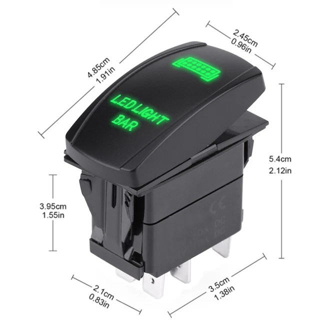 12V 24V 5-PIN LED Light Bar Rocker Switch SPST On OFF For Boat Truck ...